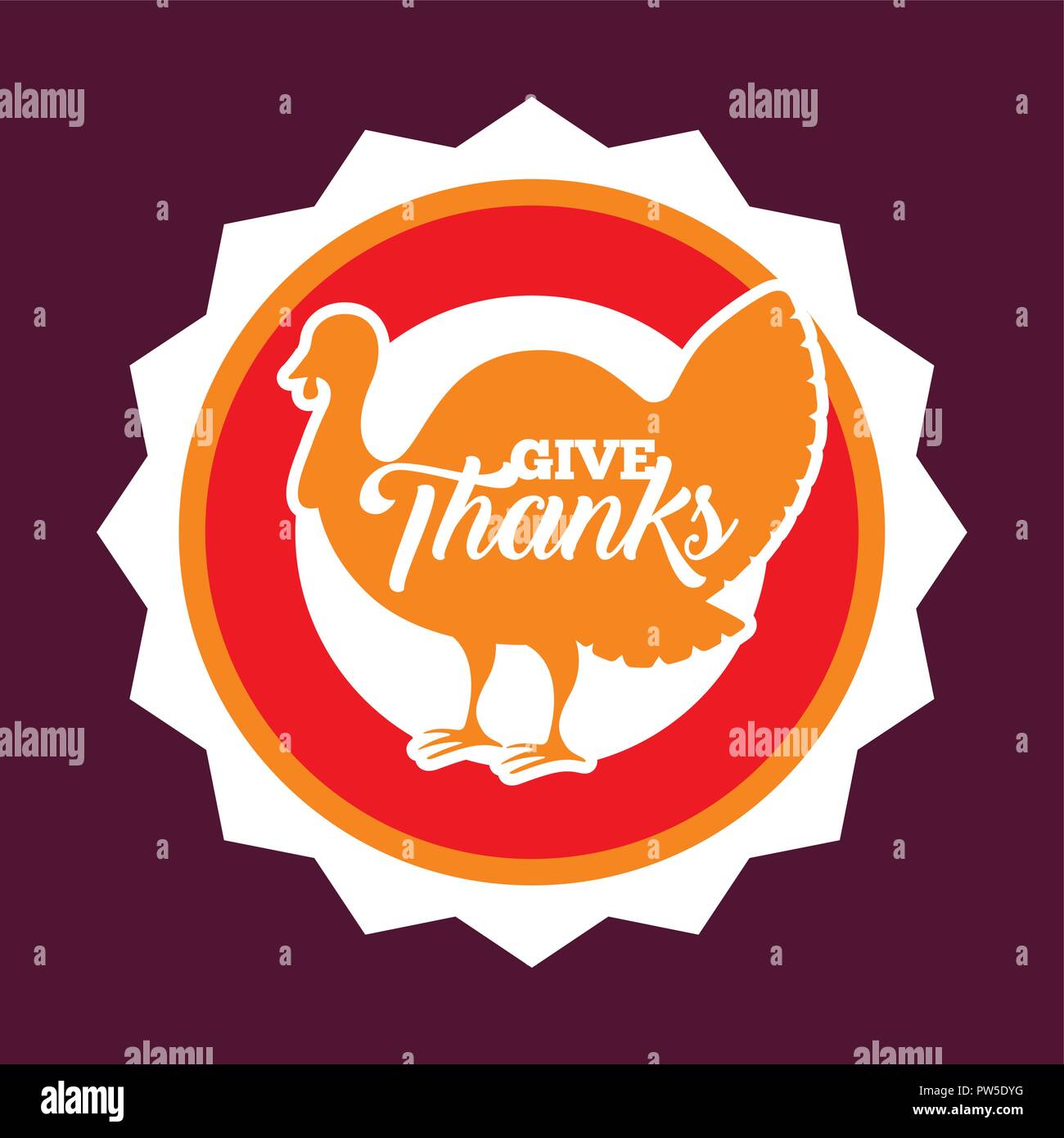 happy thanksgiving sticker color turkey sign vector illustration Stock ...