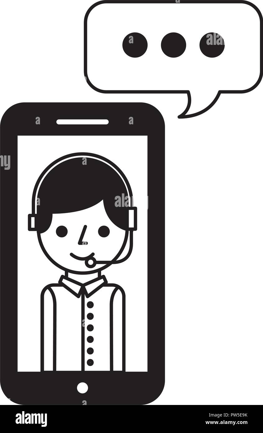 call center boy in smartphone support vector illustration Stock Vector ...