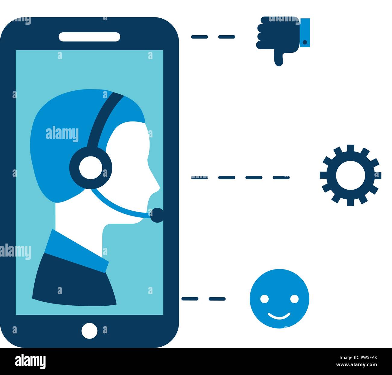 call center boy in smartphone support vector illustration Stock Vector ...