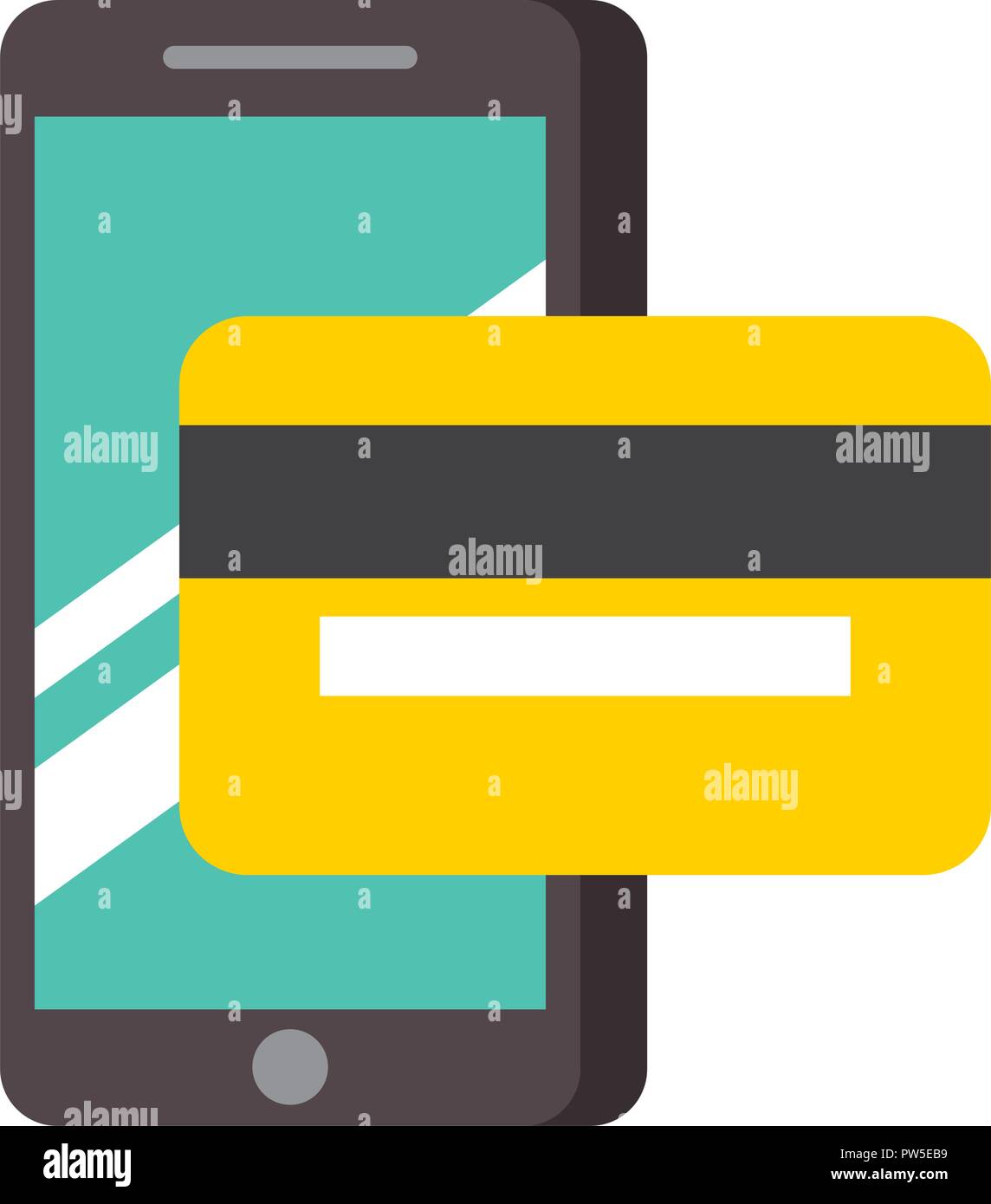 smartphone and bank card credit nfc payment vector illustration Stock ...