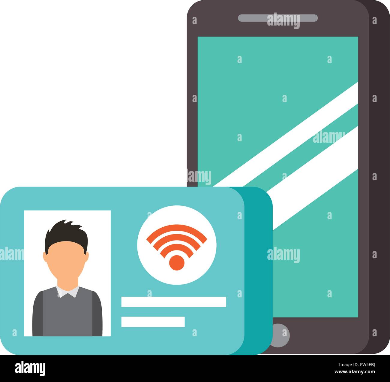 smartphone id card mobile nfc payment vector illustration Stock Vector ...