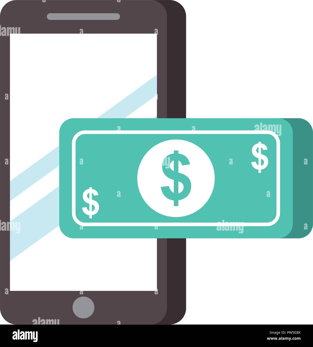 smartphone banknote money nfc payment vector illustration Stock Vector ...