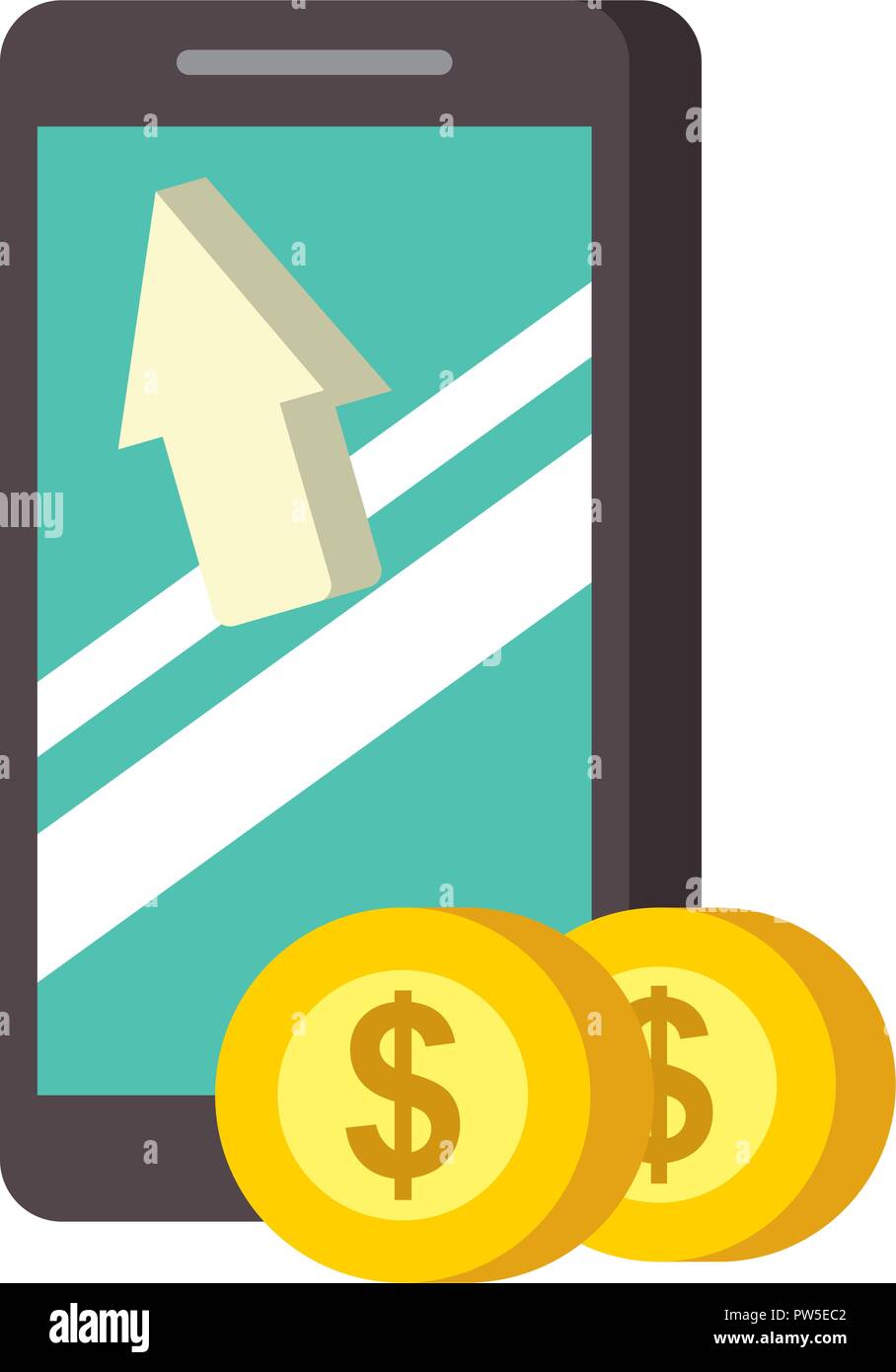 smartphone coins money nfc payment vector illustration Stock Vector ...