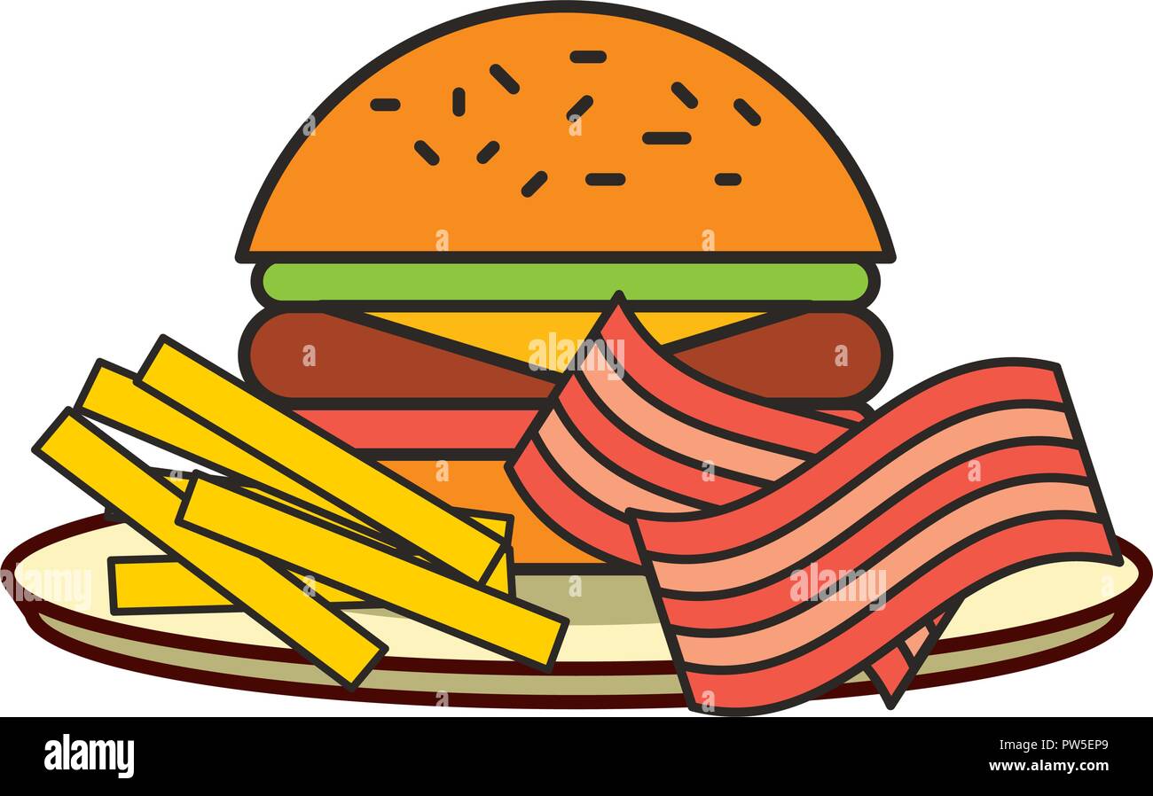 French fries bacon cheese Stock Vector Images - Alamy