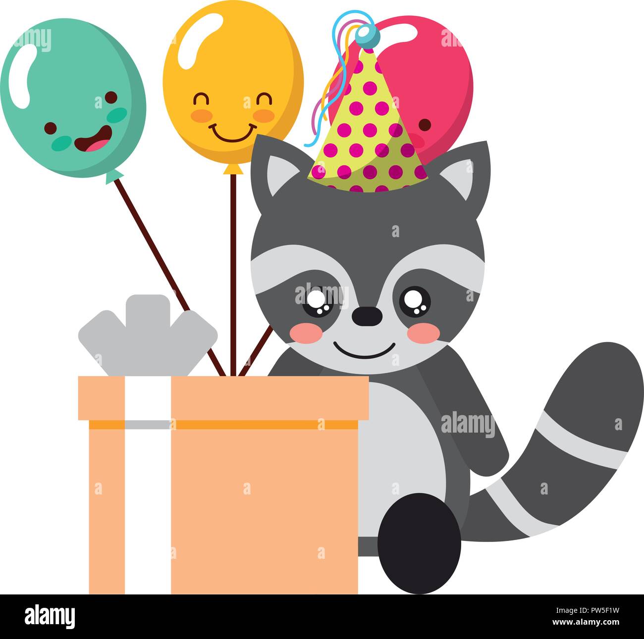 cute panda gift balloon kawaii birthday Stock Vector Image & Art - Alamy