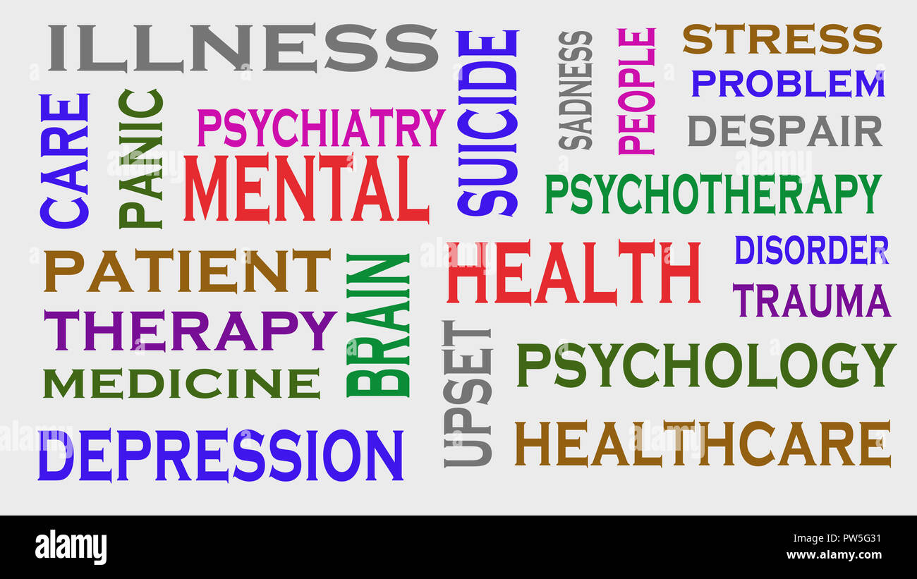 Mental health word tag cloud. Medical Concept Stock Photo - Alamy