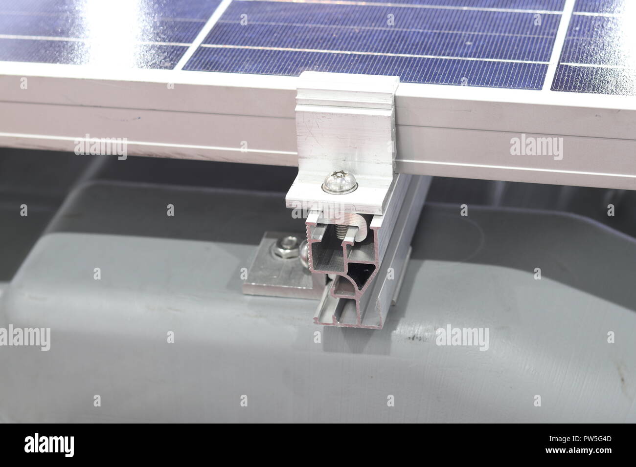 Mounting Clamp of Solar panel ; Installation Stock Photo - Alamy