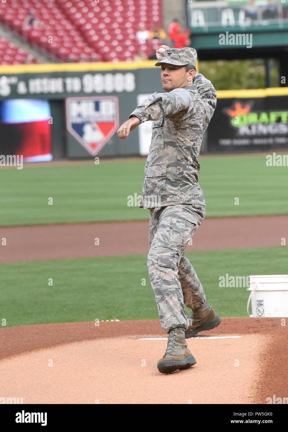 Colonel Bradley McDonald, 88th Air Base wing commander, winds up to ...