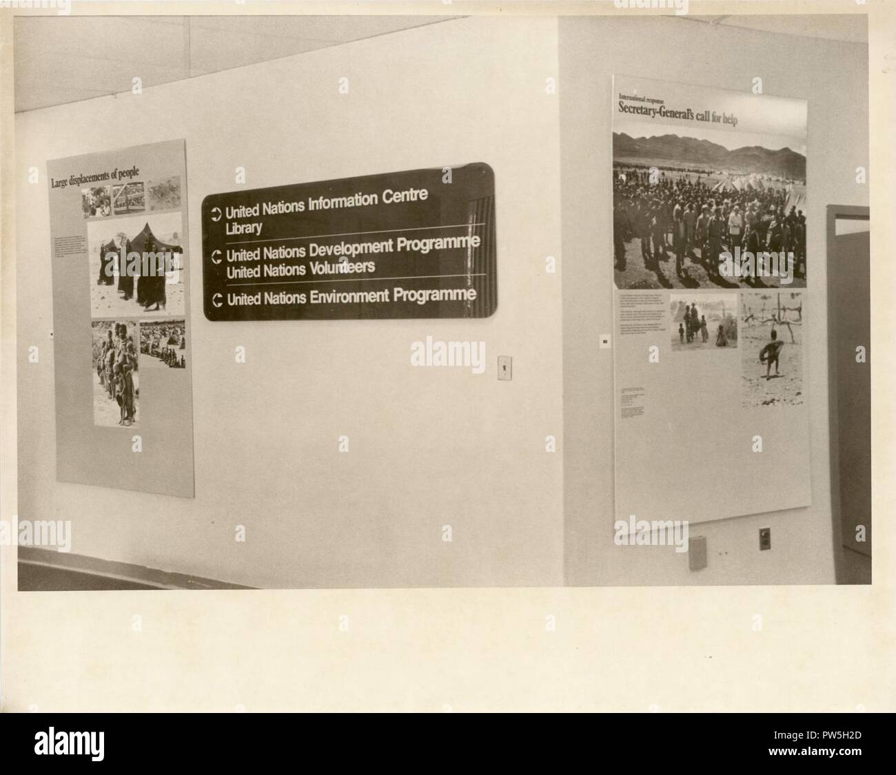 Snapshot of two story boards hanging alongside a directory sign Stock ...