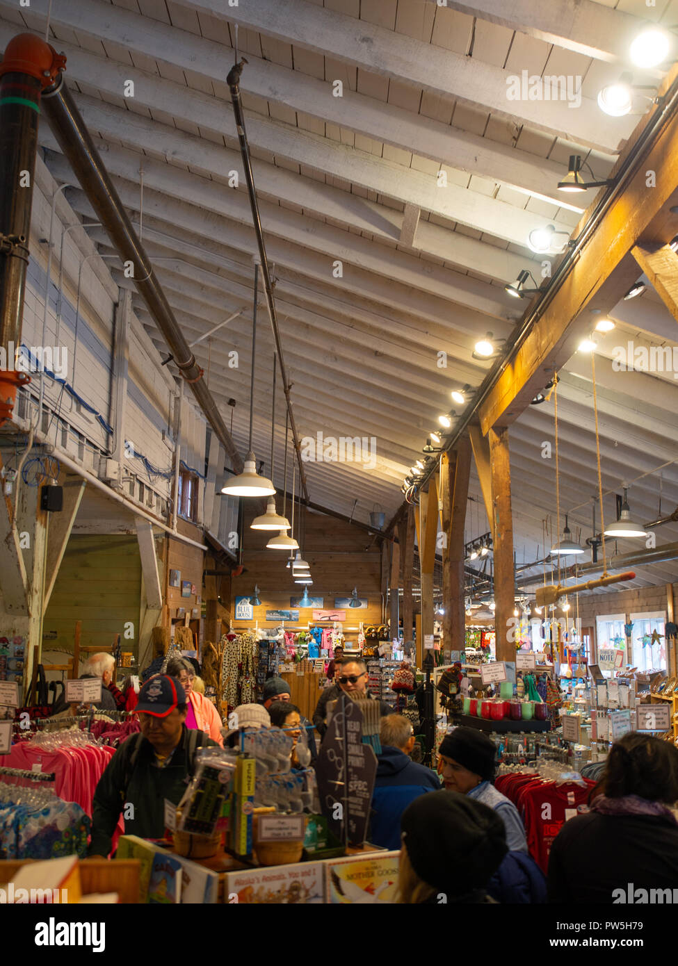 Tourists Souvenir Shopping At Icy Strait Point Stock Photo - Alamy