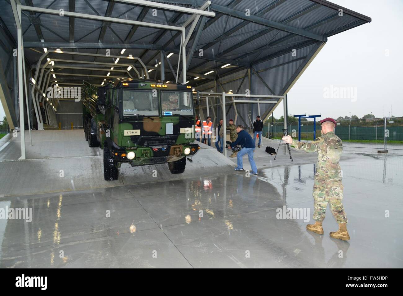 A M1078 LMTV light utility truck is loaded into a C-17 Aircraft Static ...