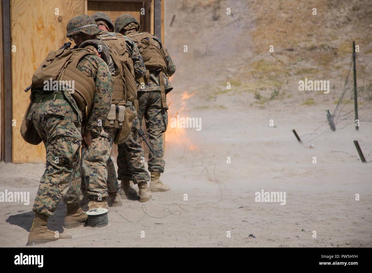 U.S. Marines with Bravo Company, 7th Engineer Support Battalion, 1st ...