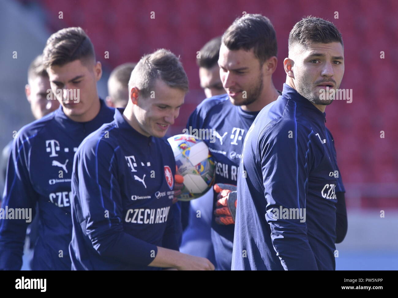 Trnava, Slovakia. 12th Oct, 2018. (L-R) Patrik Schick, Jakub Jankto ...
