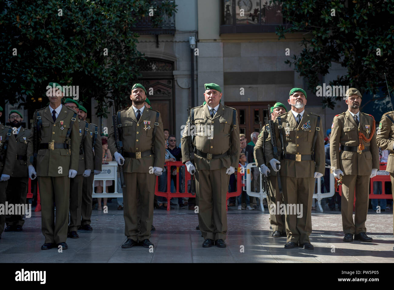 Granada, Spain. 12th Oct, 2018. Members of military forces in Granada ...