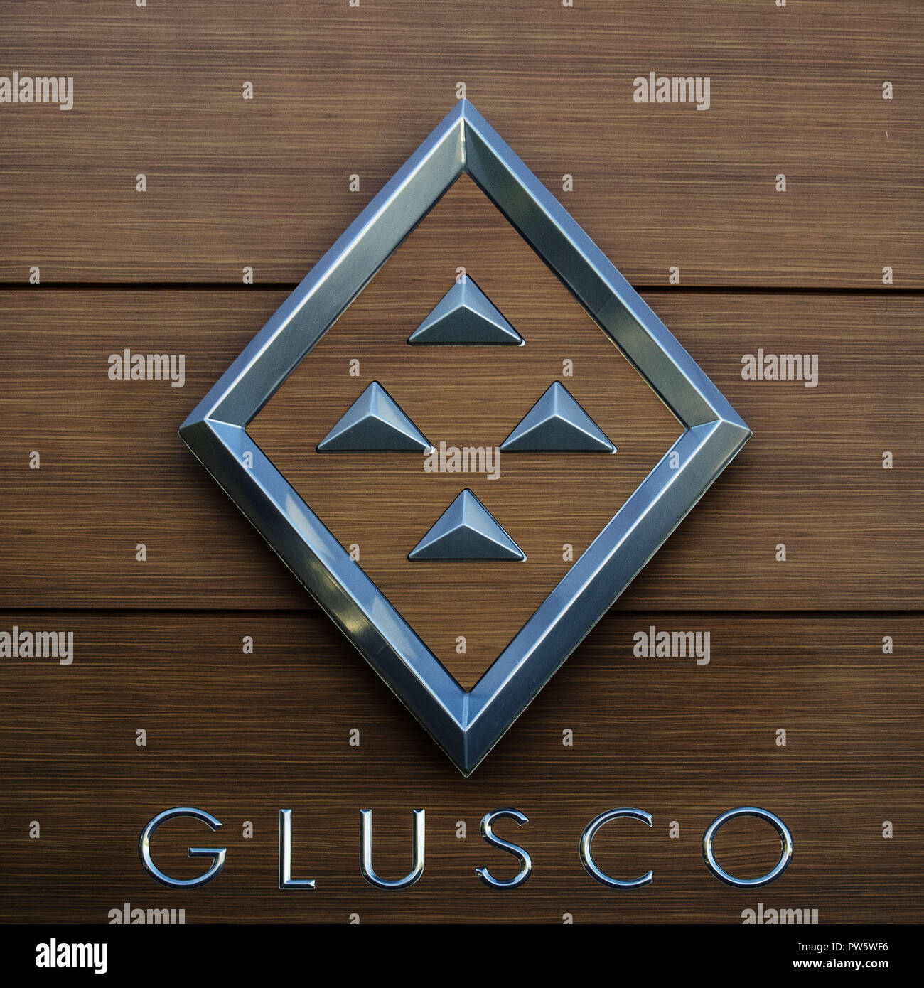 Kiev, Ukraine. 12th Oct, 2018. Glusco logo seen at the gas station ...