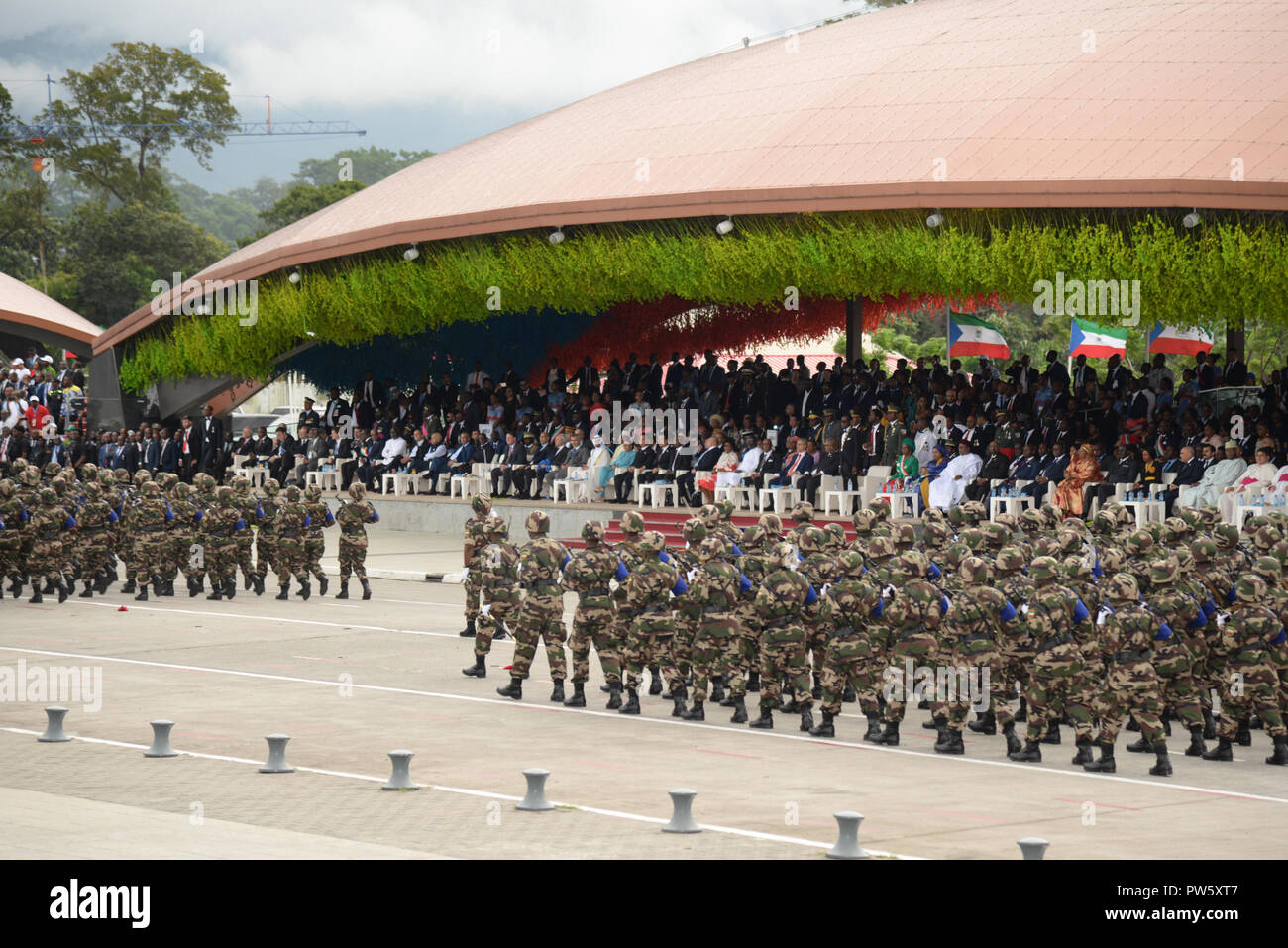 Malabo. 12th Oct, 2018. People watch the parade held to celebrate the ...