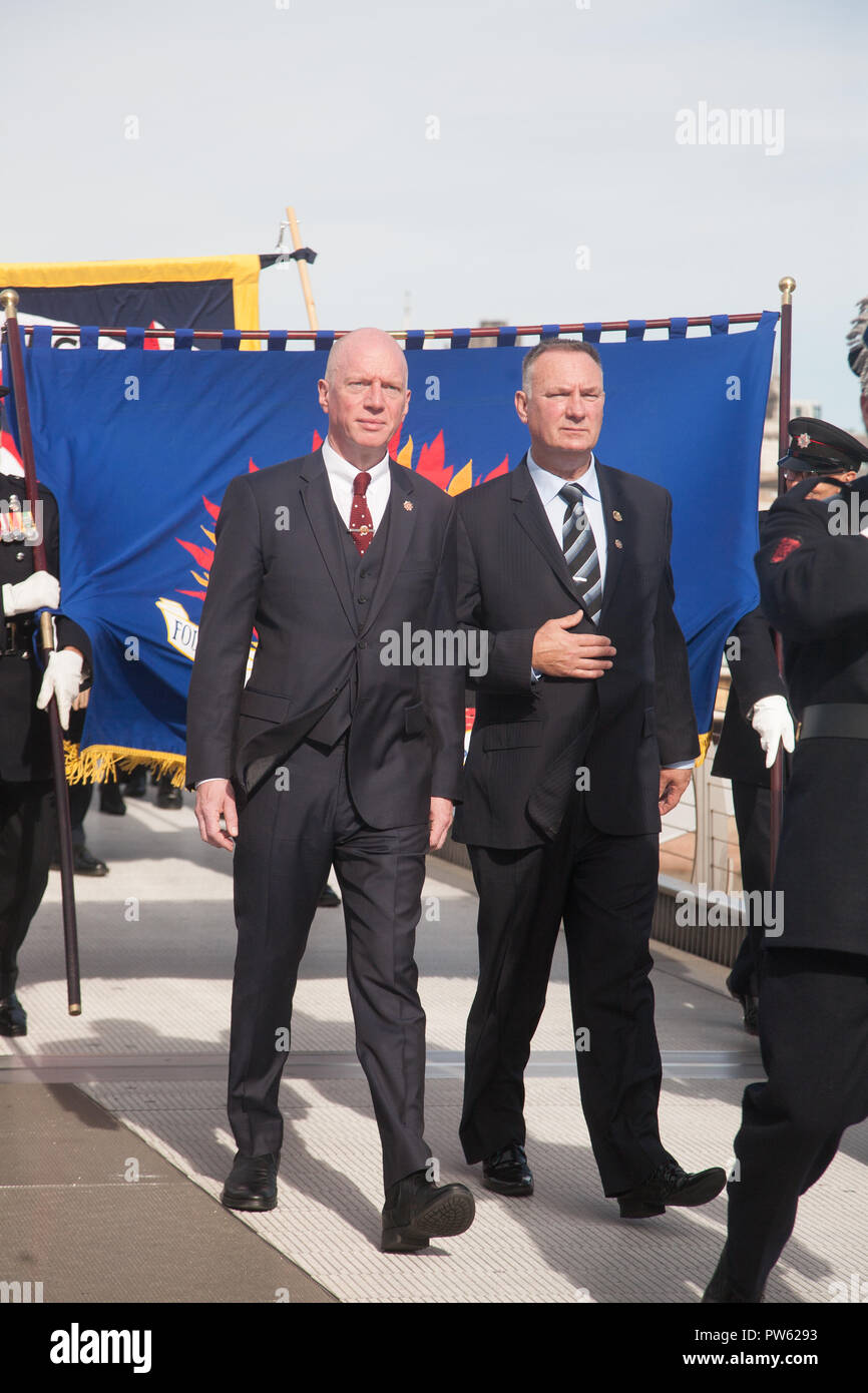 London UK.13th October 2018. Matt Wrack, General Secretary joins ...