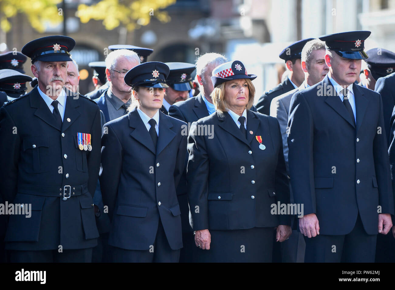 London, UK. 13 October 2018. Members of the Fire Brigades Union (FBU ...