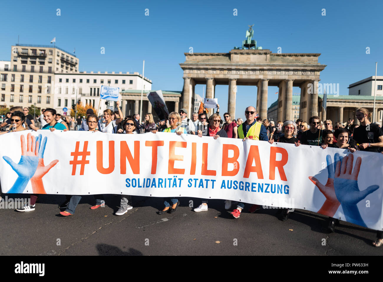 A large banner seen at the front of the march during the protest. More ...
