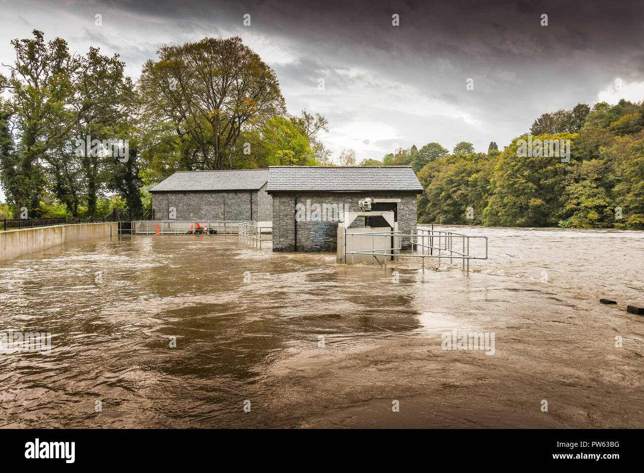 RADYR, NEAR CARDIFF, WALES - 13 OCTOBER 2018: The hydroelectric power ...
