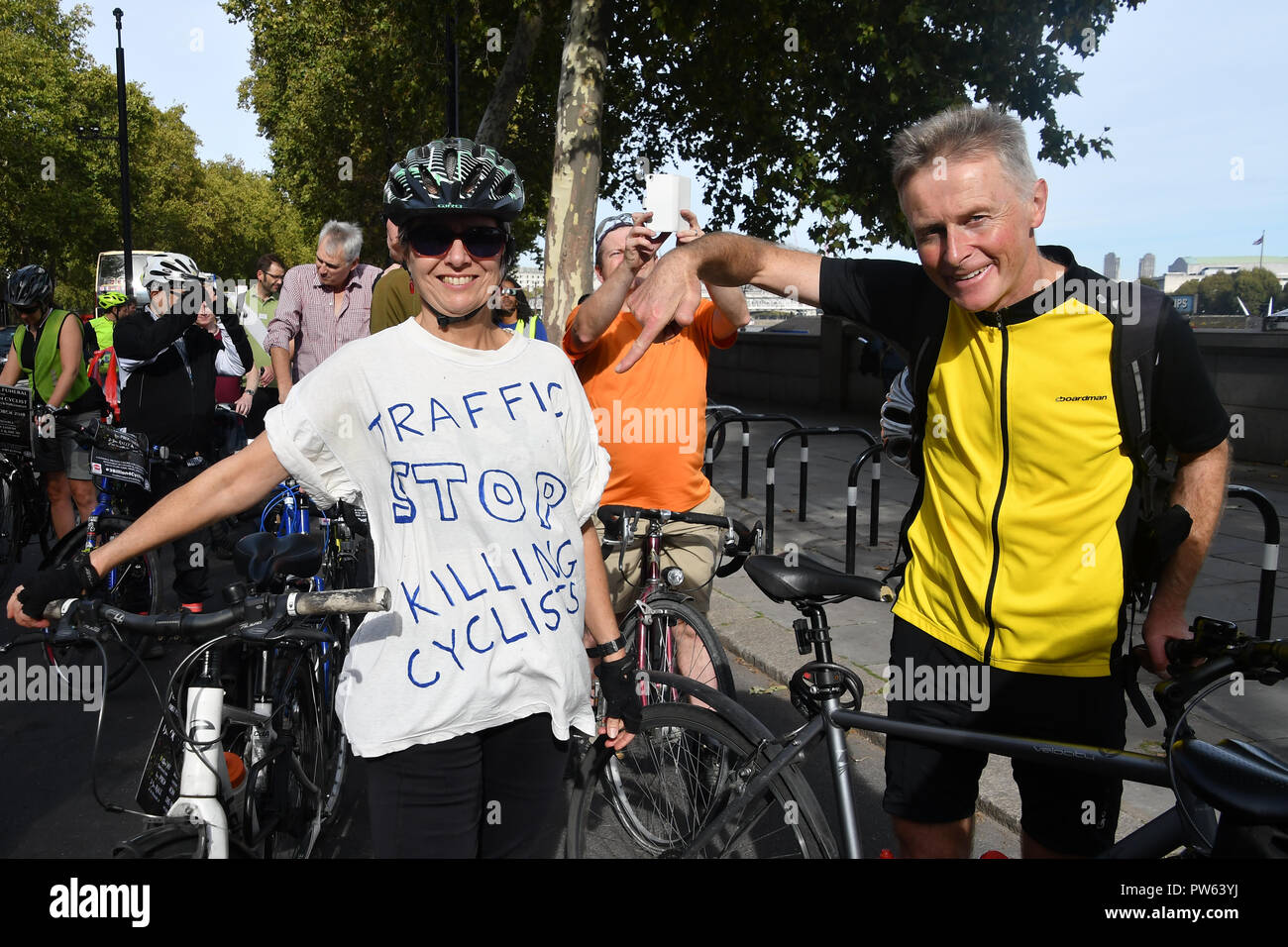 London, UK. 13th October 2018. Cyclist Assembling Lincoln Inn Fields ...