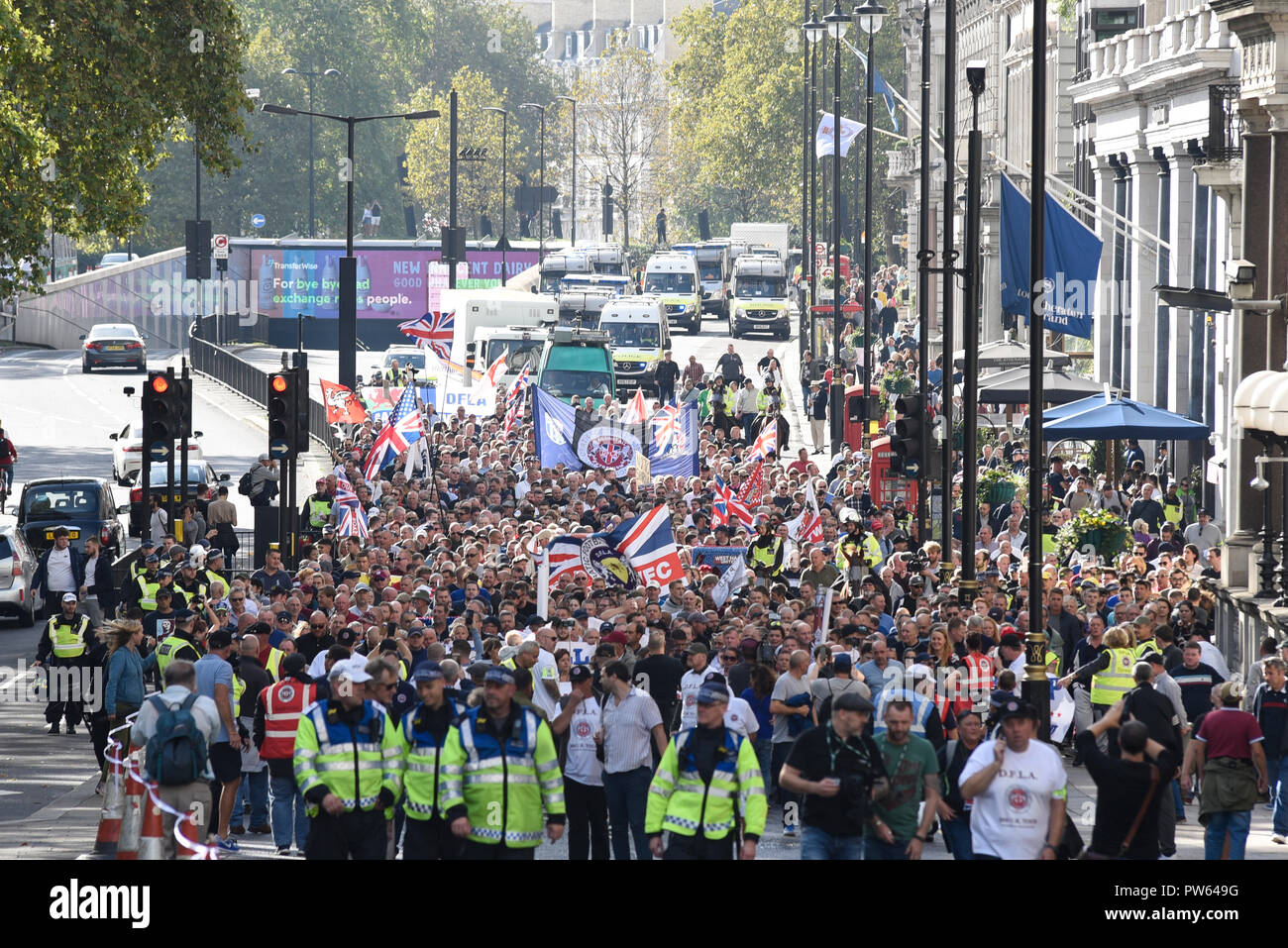 Democratic Football Lads Alliance DFLA are marching towards Parliament ...