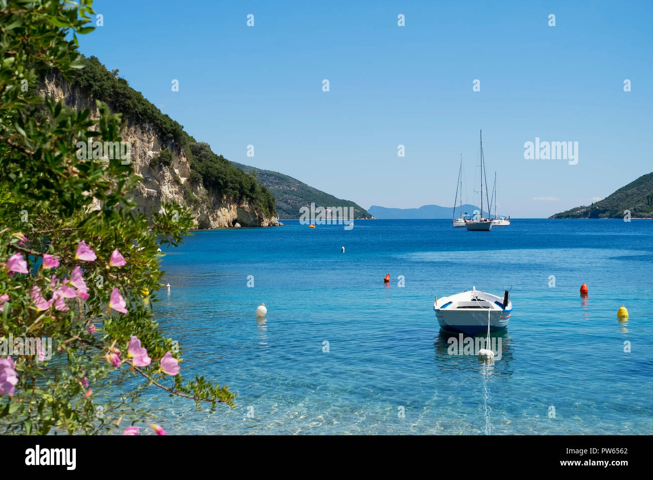 Boats in the harbour in Lefkada, Greece Stock Photo - Alamy