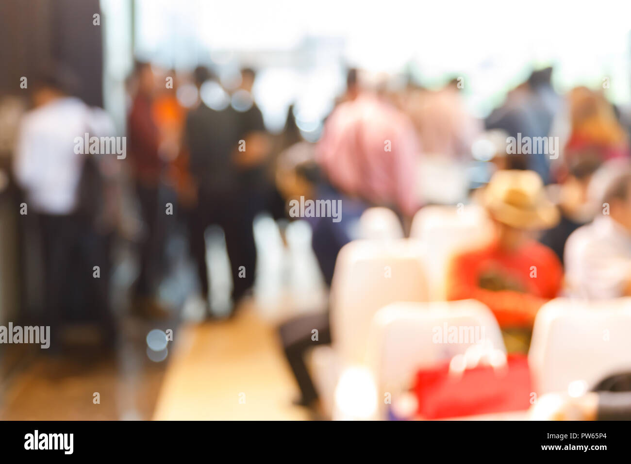 Abstract blur audience people in press conference event or corporate ...