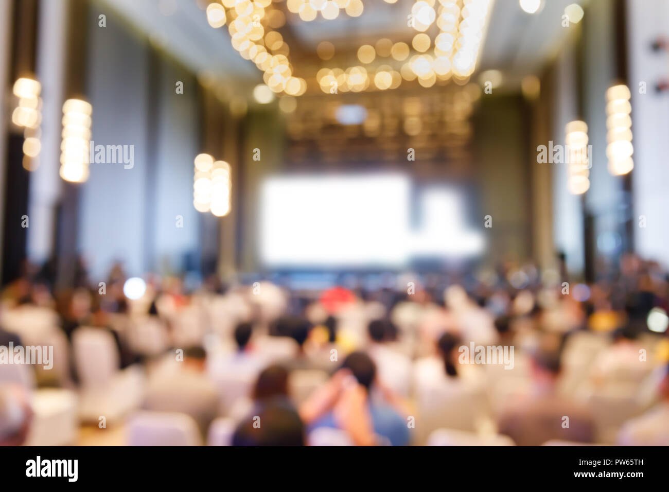 Abstract blur audience people in press conference event or corporate ...