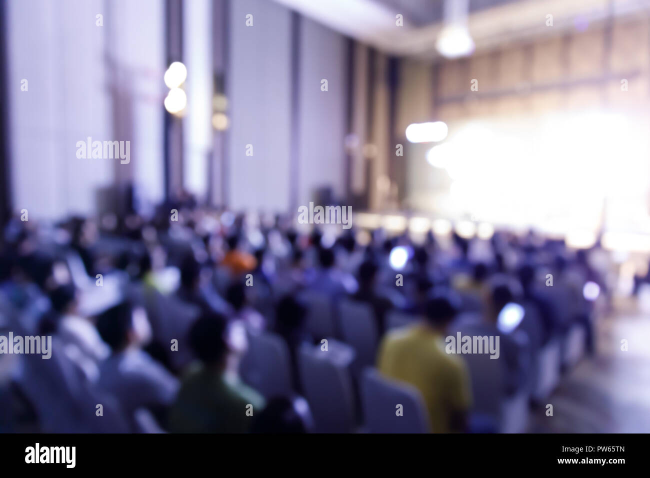 Abstract blur audience people in press conference event or corporate ...