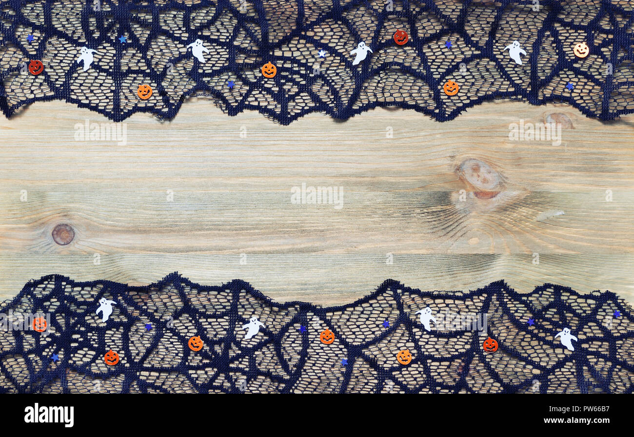 Halloween border background. Halloween decorations aand black lace ...