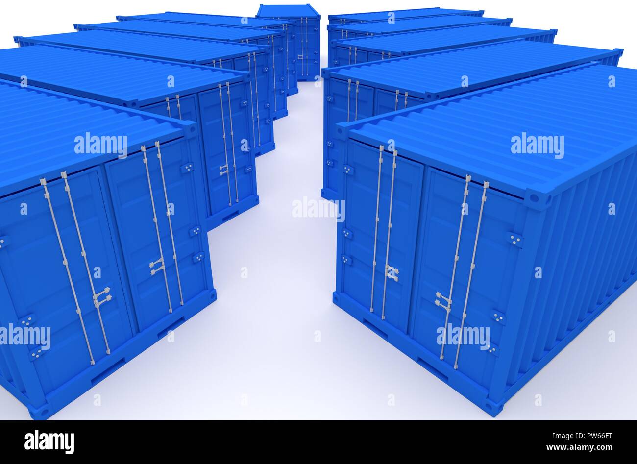 Many blue Port containers. 3d render Stock Photo - Alamy