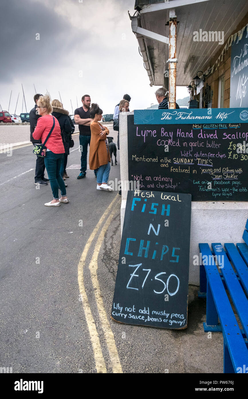 Customers queuing outside The Fishermans Wife fish and chip shop in the ...