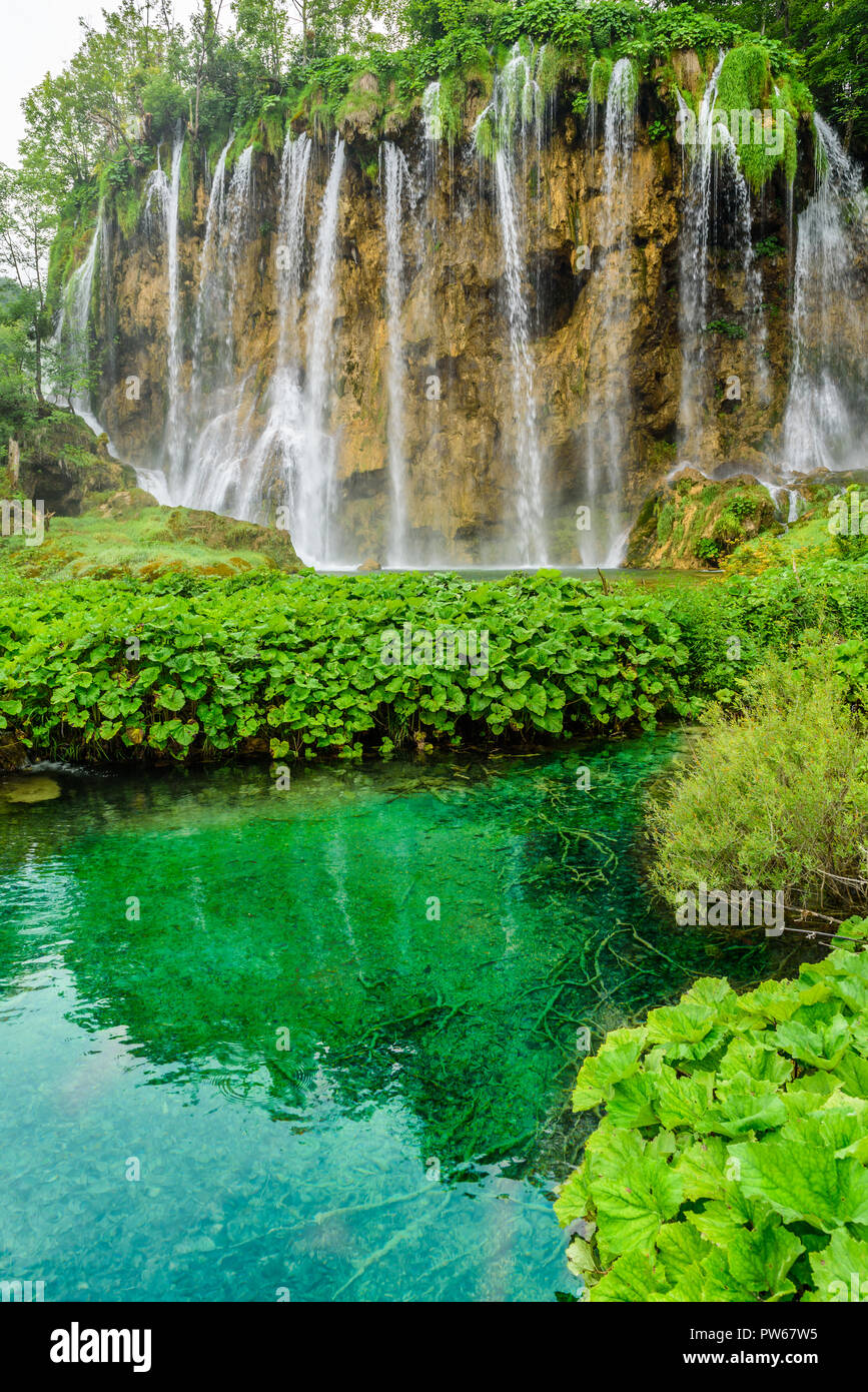 View of waterfalls in the Plitvice Lakes National Park, Croatia ...