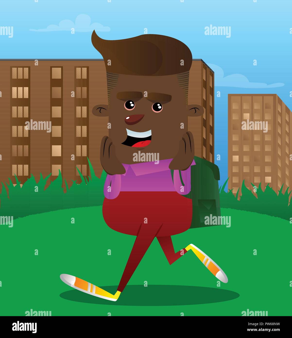 Schoolboy touching his face. Vector cartoon character illustration ...