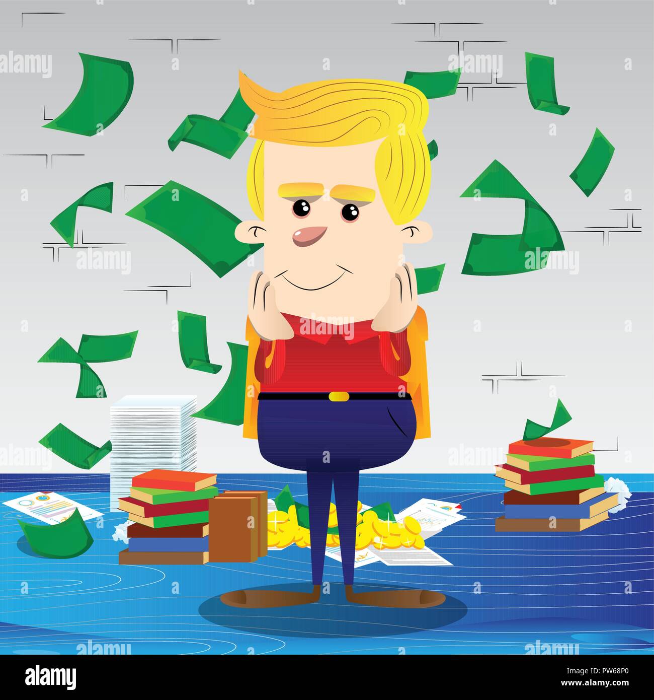 Schoolboy touching his face. Vector cartoon character illustration ...