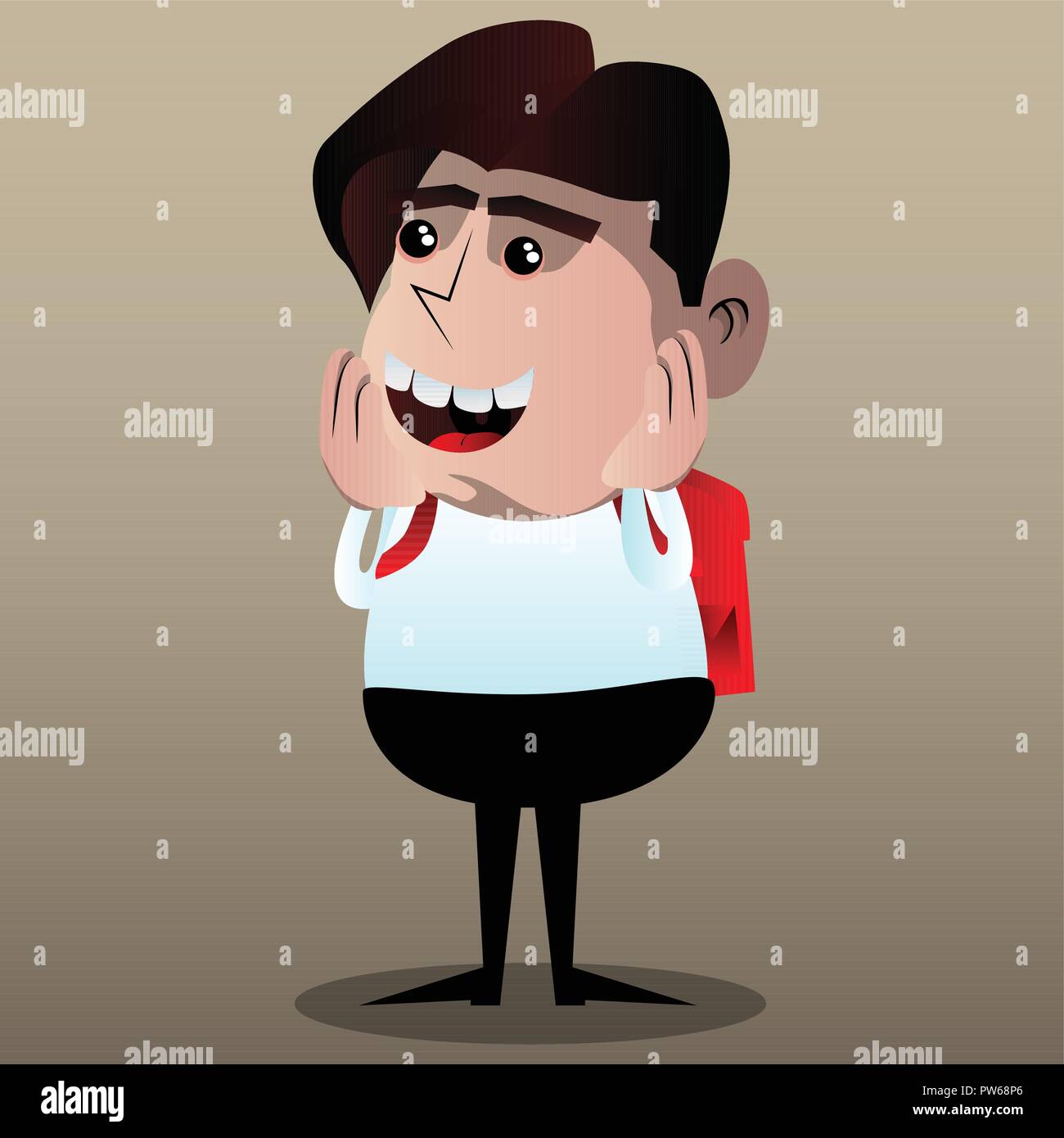 Schoolboy touching his face. Vector cartoon character illustration ...