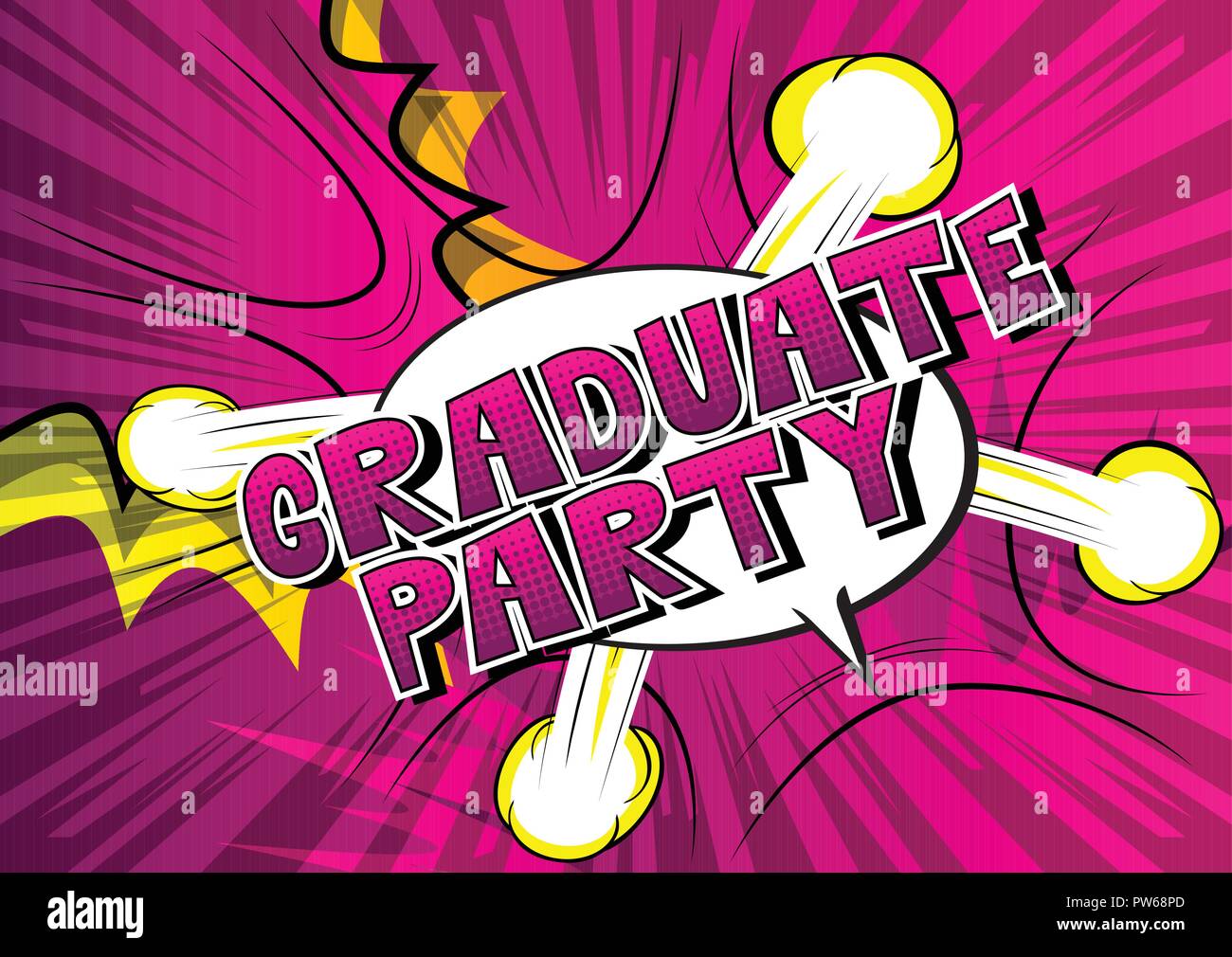 Graduate Party - Vector illustrated comic book style phrase Stock ...