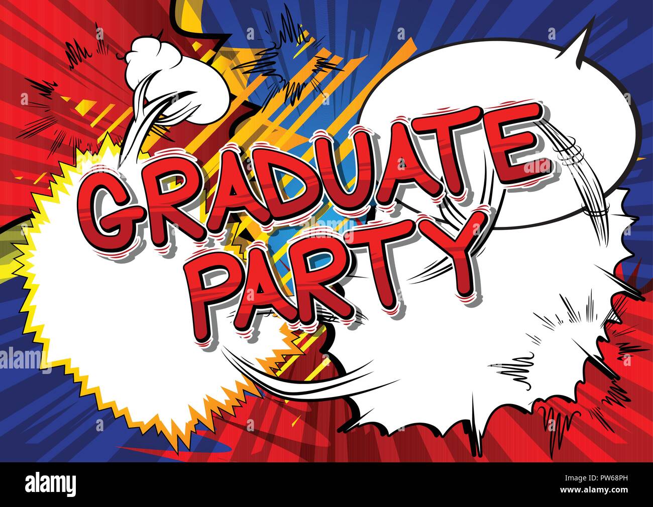 Graduate Party - Vector illustrated comic book style phrase Stock ...