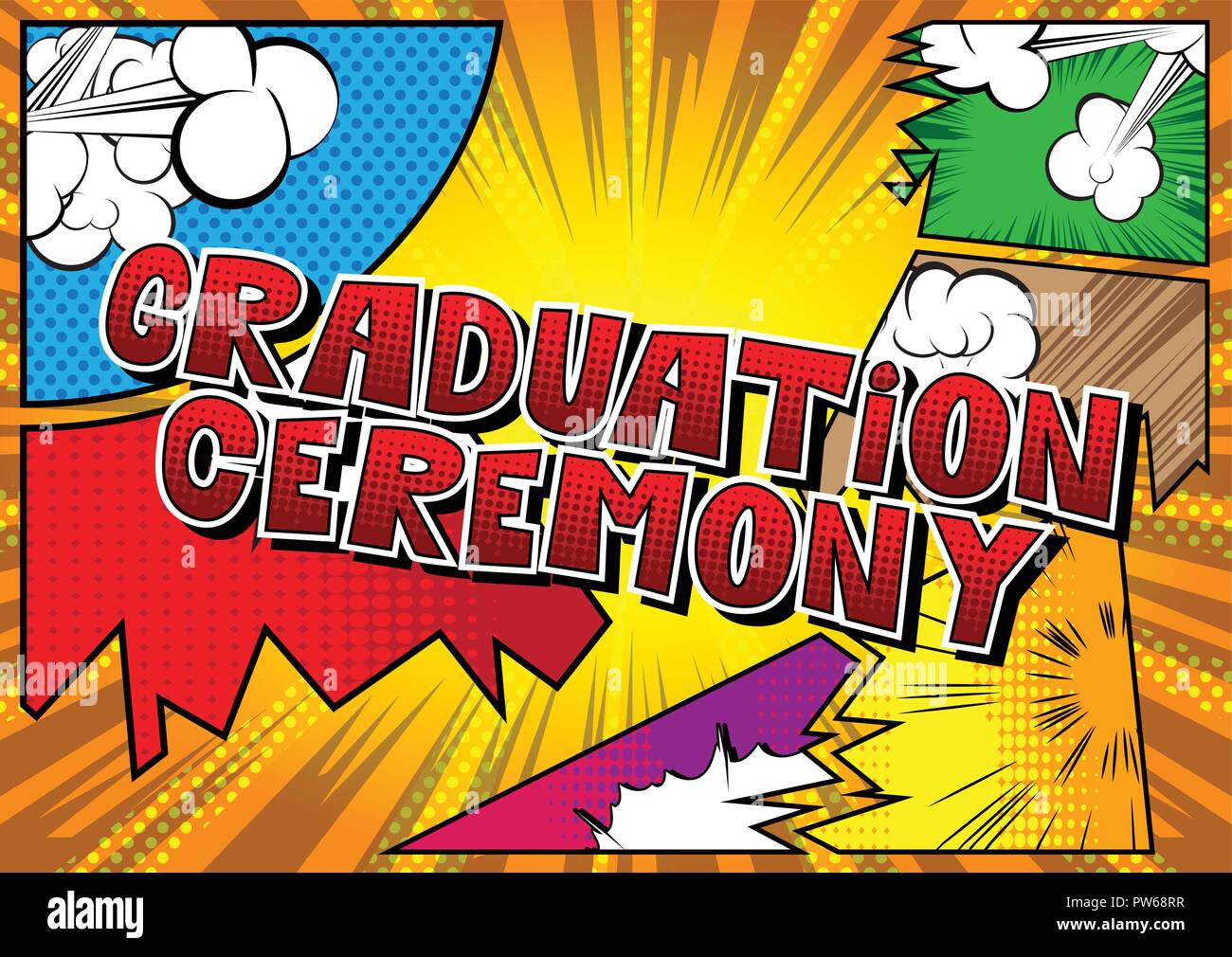 Graduation Ceremony - Vector illustrated comic book style phrase Stock ...