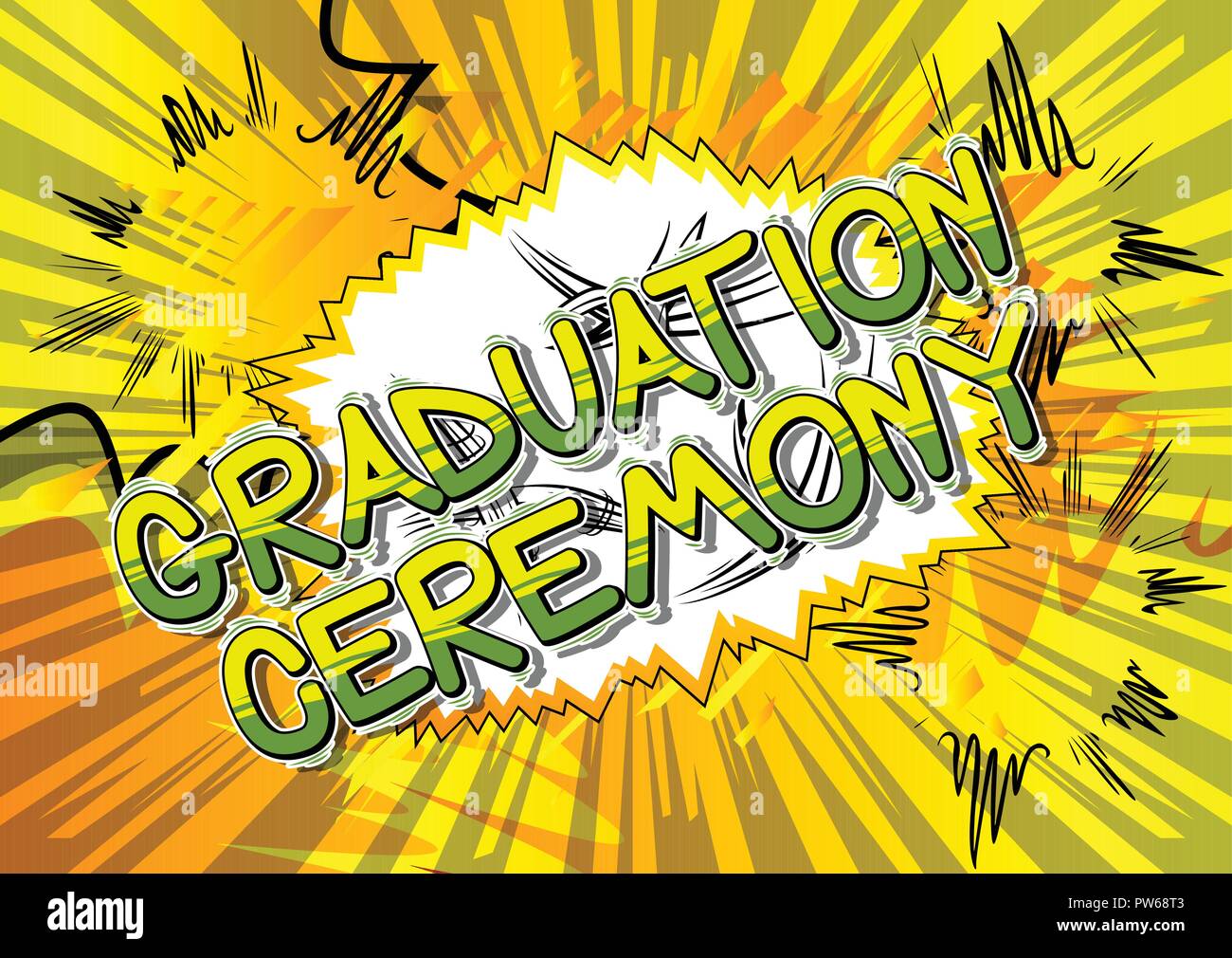 Graduation Ceremony - Vector illustrated comic book style phrase Stock ...