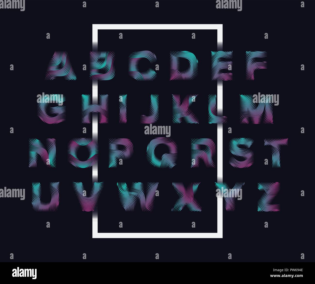 Line wave alphabet letters set. trendy Font style Stock Vector Image ...