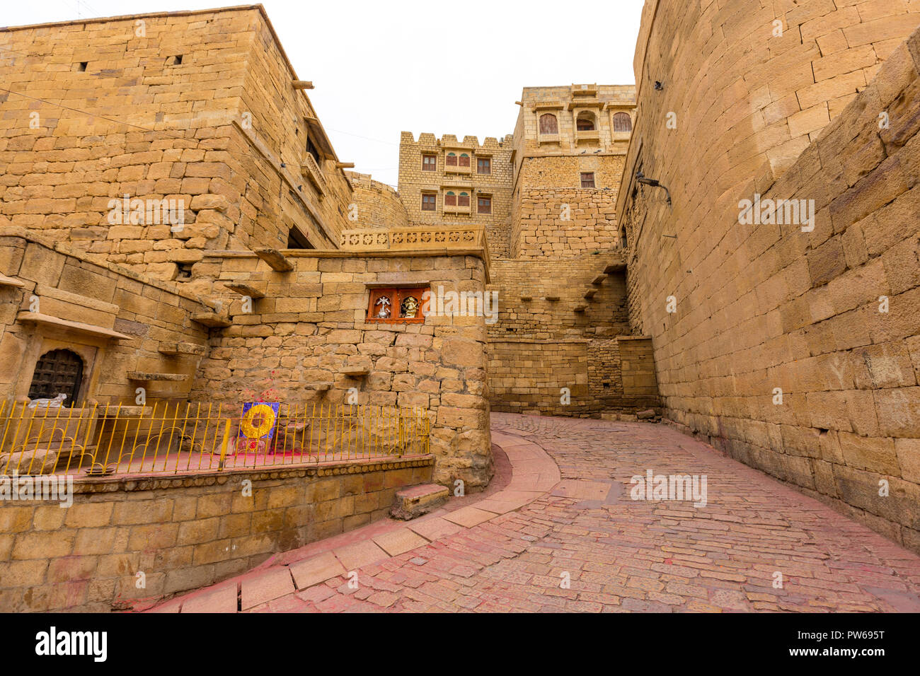 Inside the Jaisalmer Fort in the desert state of Rajasthan in western ...