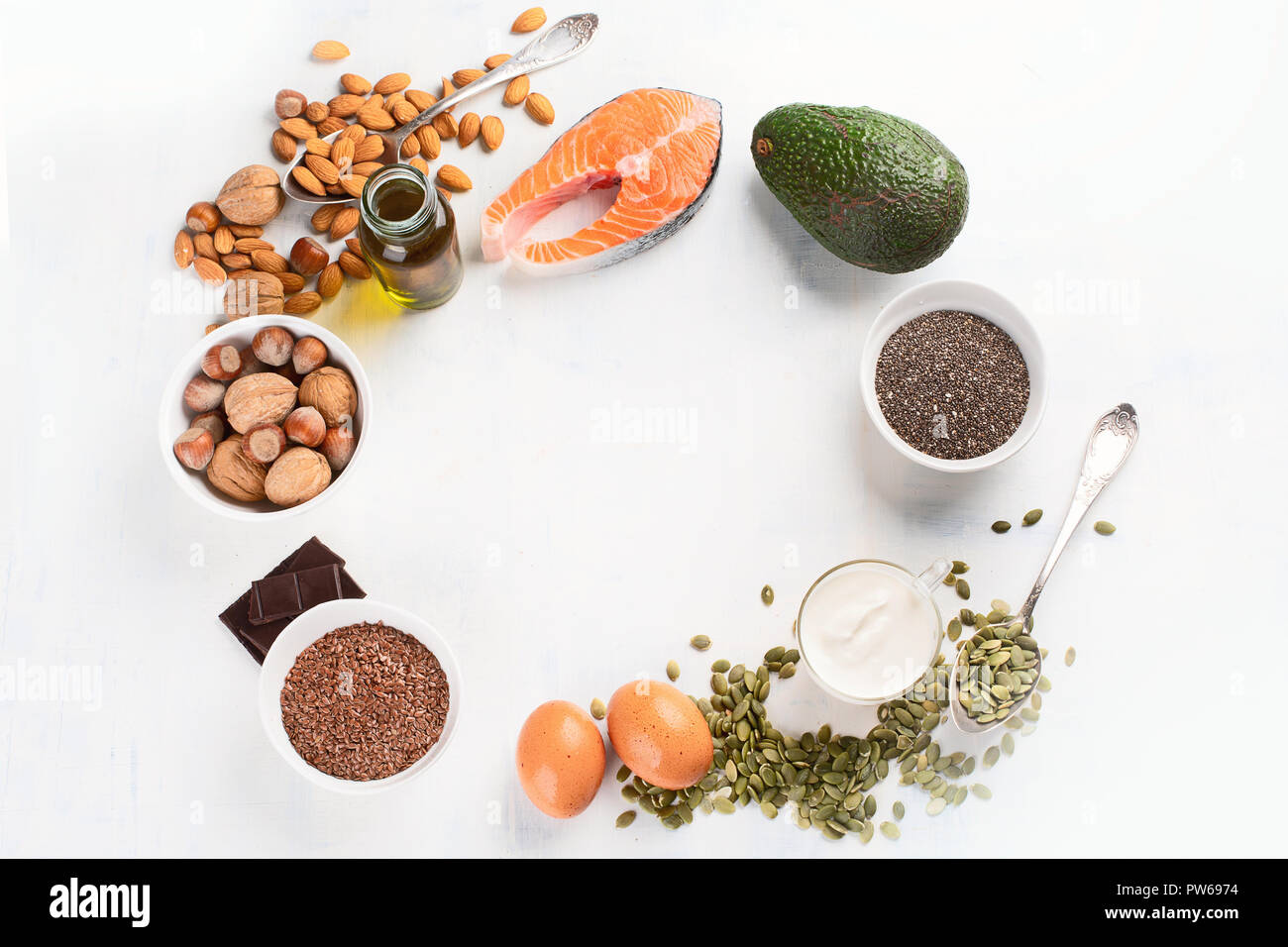 Healthy fat source. Flat lay Stock Photo - Alamy