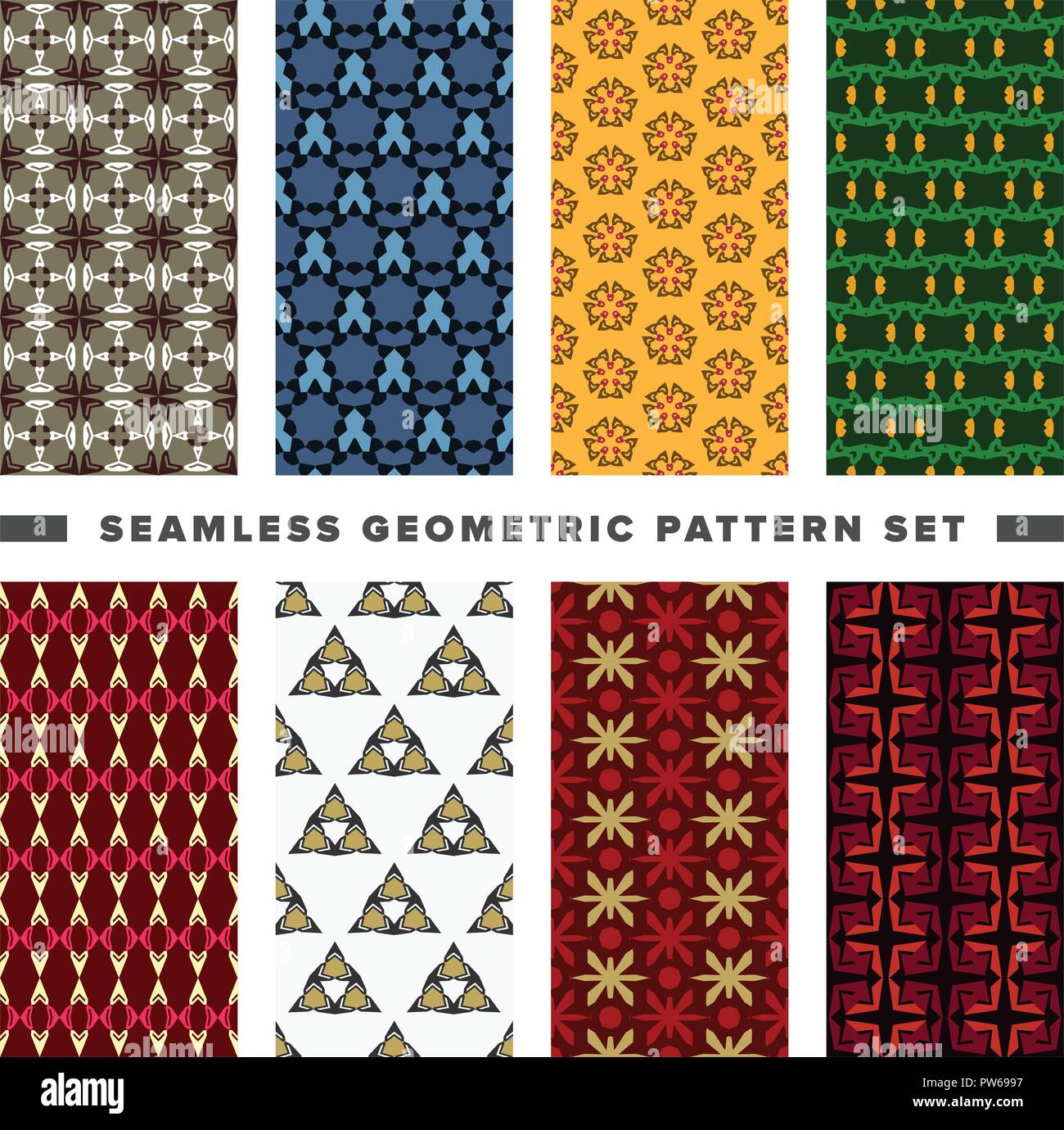 Set of seamless decorative geometric shapes pattern Stock Vector Image ...