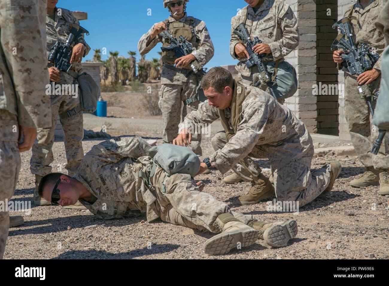 U.S. Marine Corps Pfc. Brett Mason, an infantry assault Marine with ...