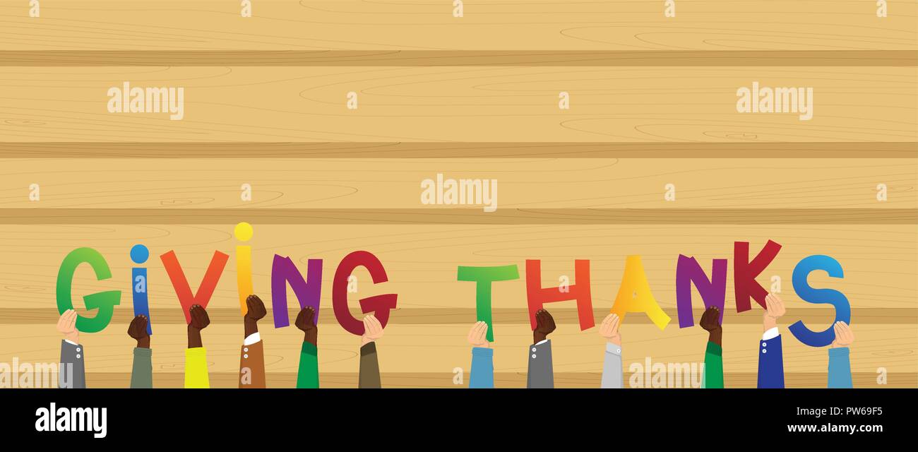 Diverse hands holding letters of the alphabet created the word Giving ...