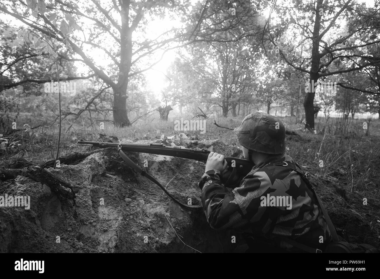Unidentified Re-enactor Dressed As German Wehrmacht Infantry Soldier In ...