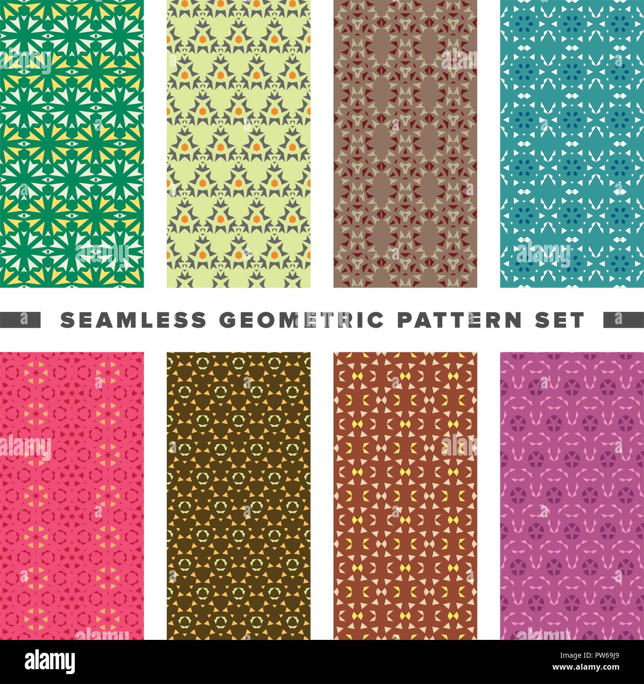 Set of seamless decorative geometric shapes pattern Stock Vector Image ...