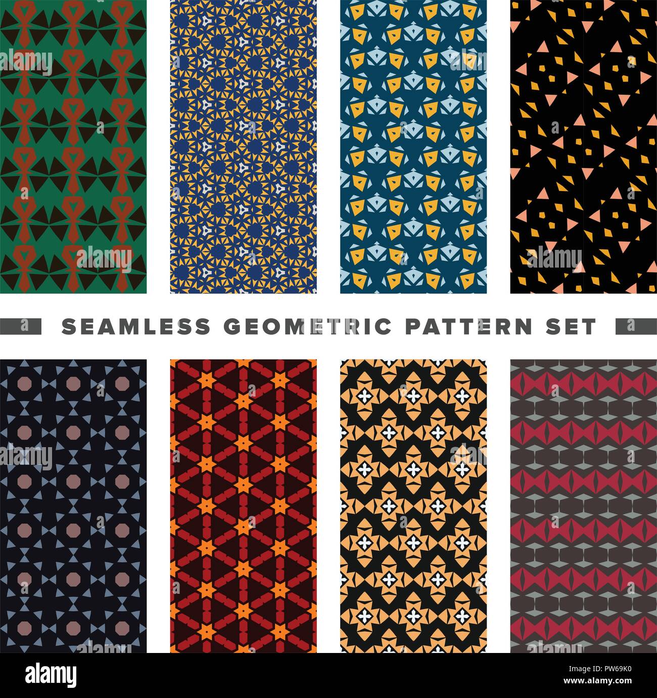 Set of seamless decorative geometric shapes pattern Stock Vector Image ...